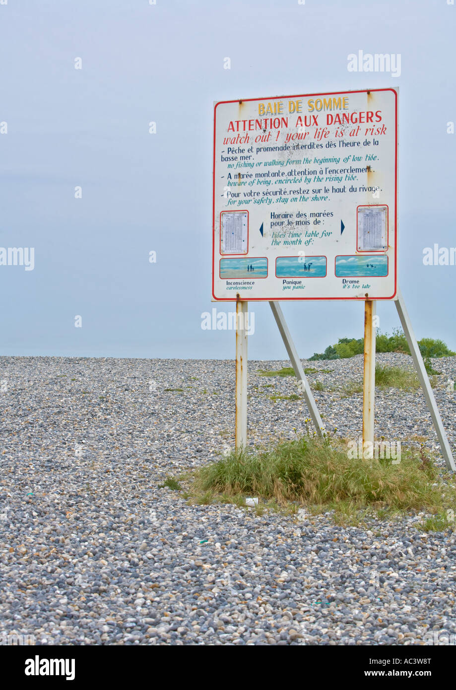 danger sign on shingle quarry Stock Photo - Alamy