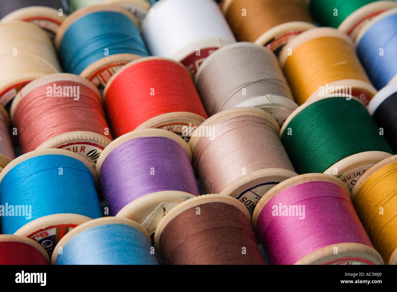 reels of coloured cotton Stock Photo - Alamy
