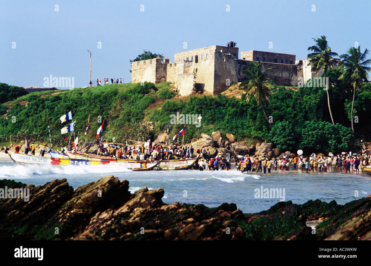 senya beraku beach and castle scene, ghana Stock Photo - Alamy