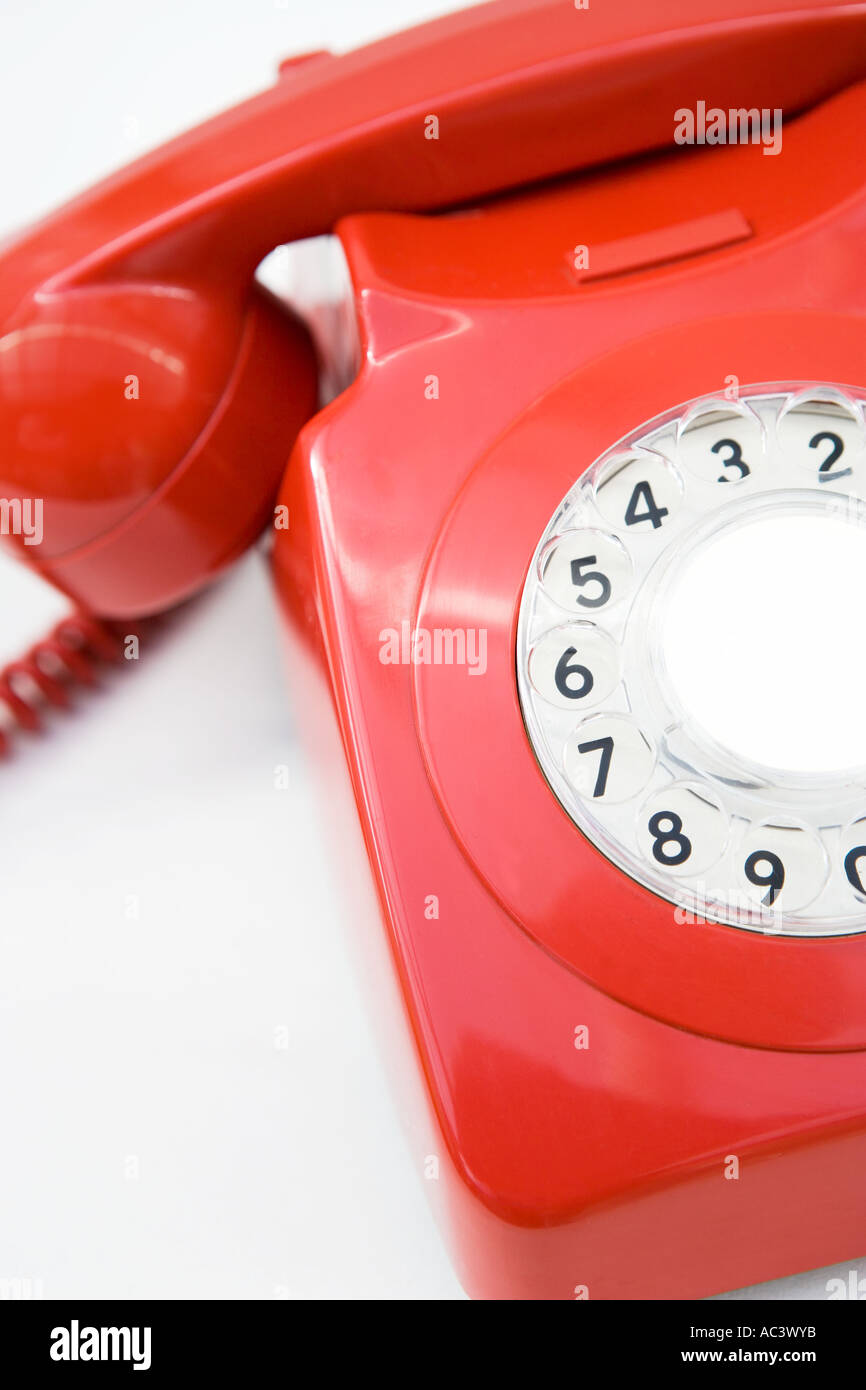 Vintage red telephone Stock Photo - Alamy