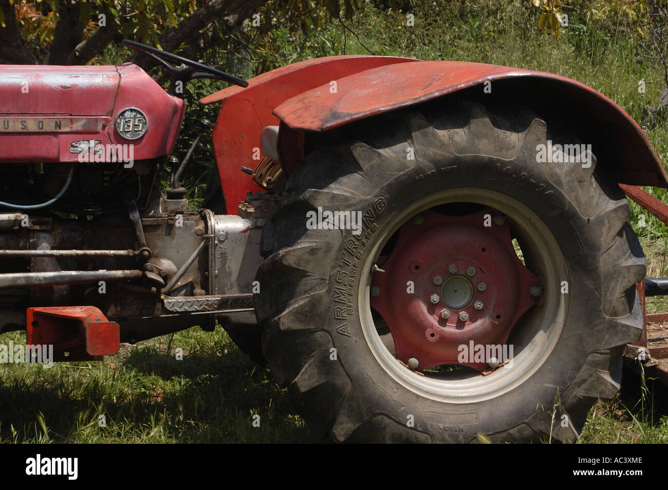 Old Red Tractor Stock Photo - Alamy