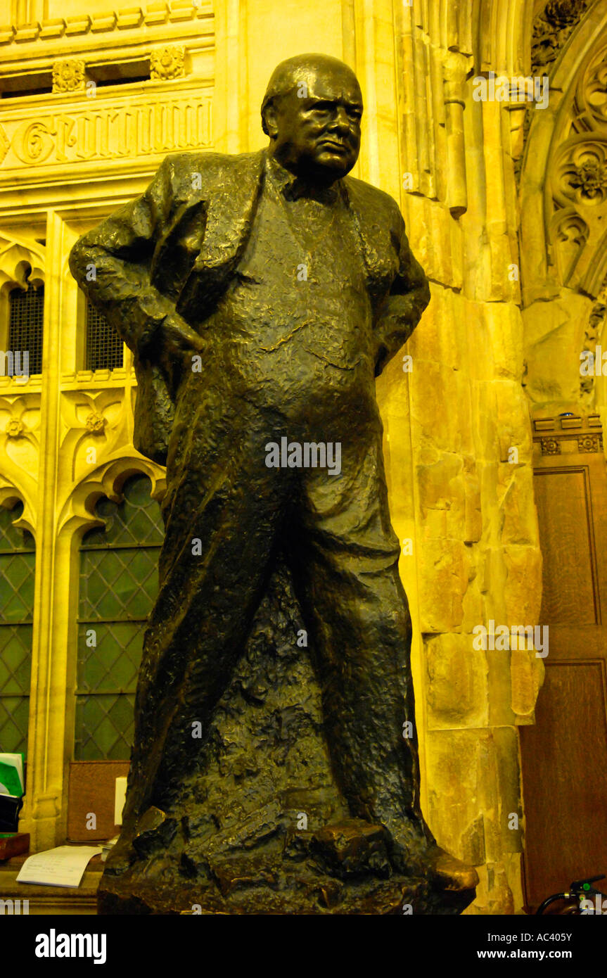 churchill statue interior inside houses of parliament uk england leader ...