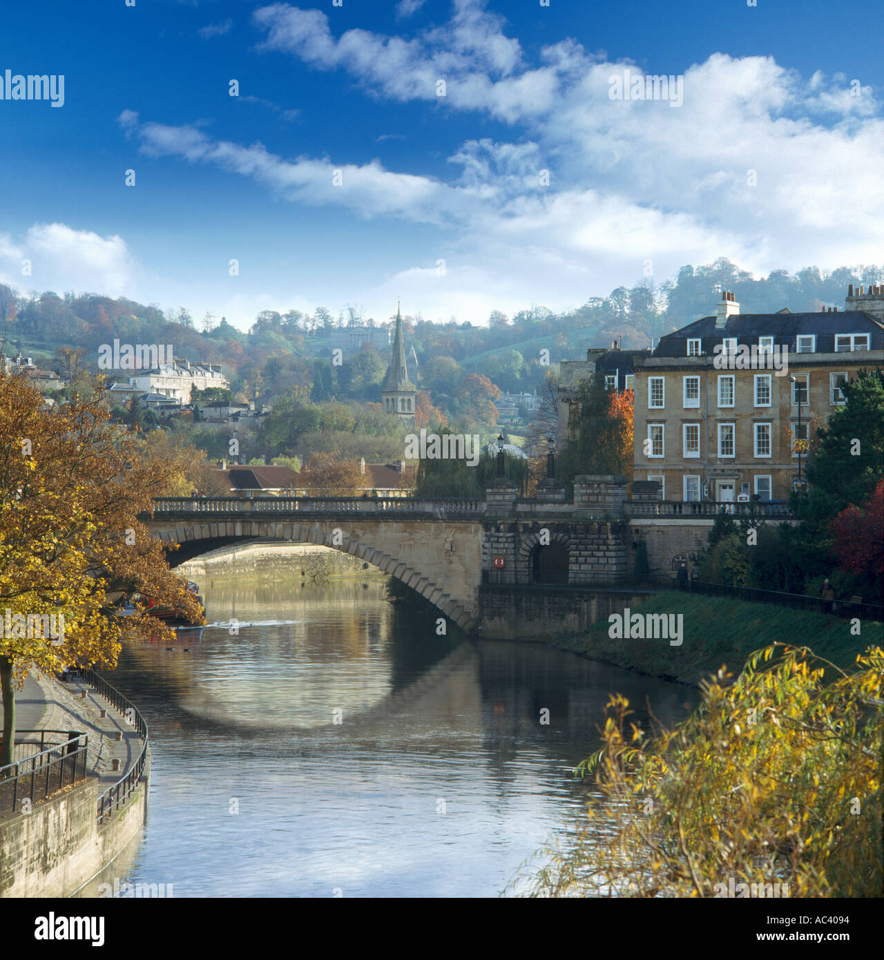 River Avon at Bath in Somerset England looking south towards Prior Park ...
