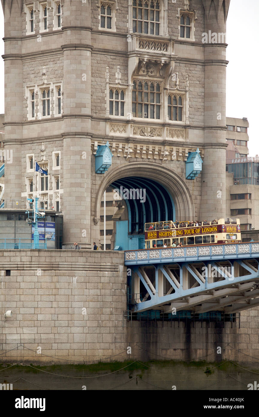 Open air tourist bus tower bridge, London Stock Photo - Alamy