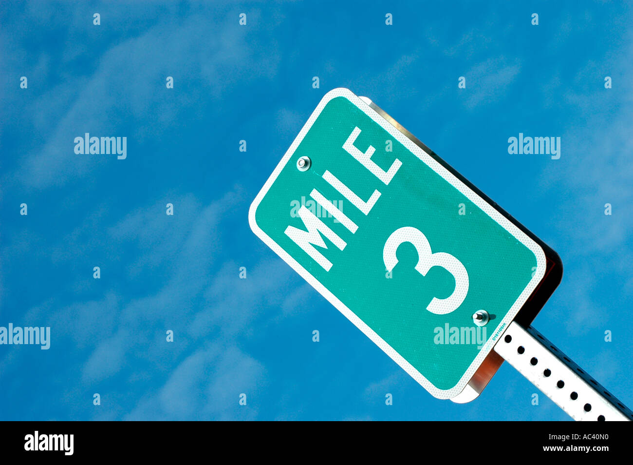 Three 3 mile marker sign on highway freeway Stock Photo - Alamy