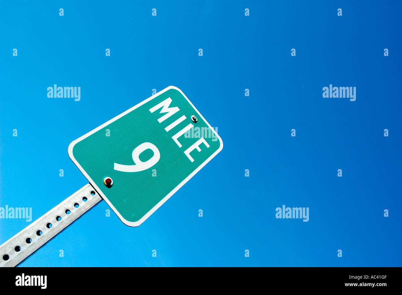 9 nine mile distance marker sign on freeway highway position Stock ...