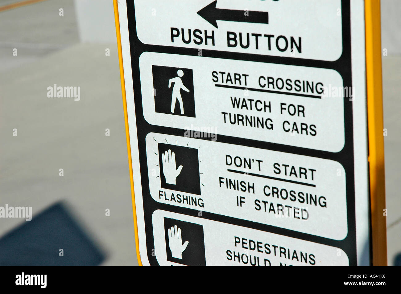 Crosswalk crossing instructions for pedestrians wanting to cross the ...