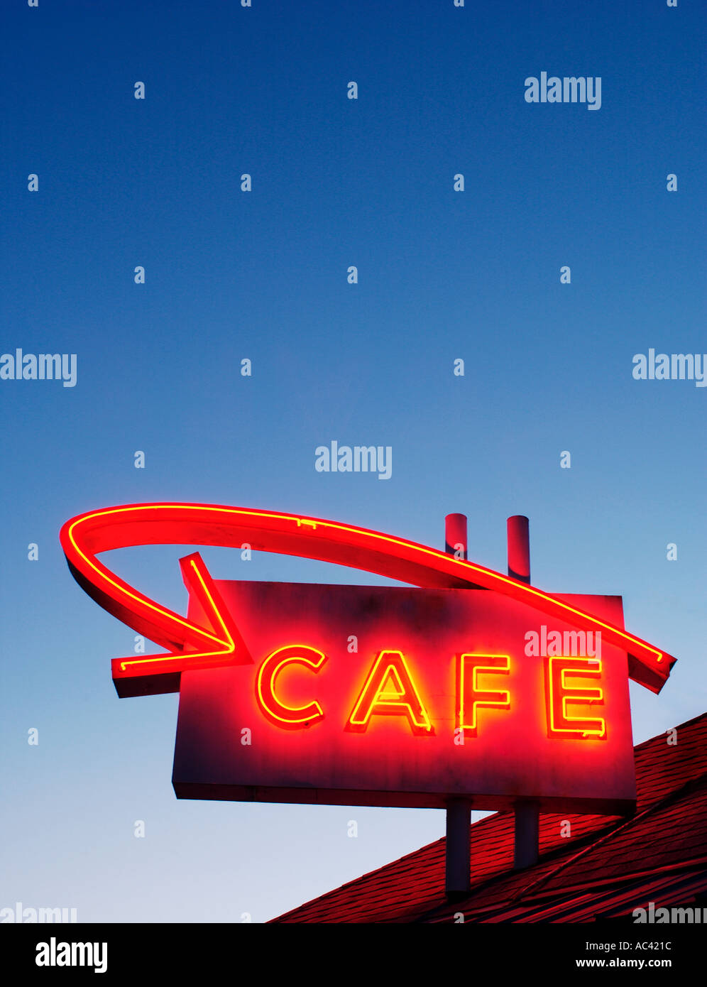 Neon Cafe Sign Stock Photo - Alamy