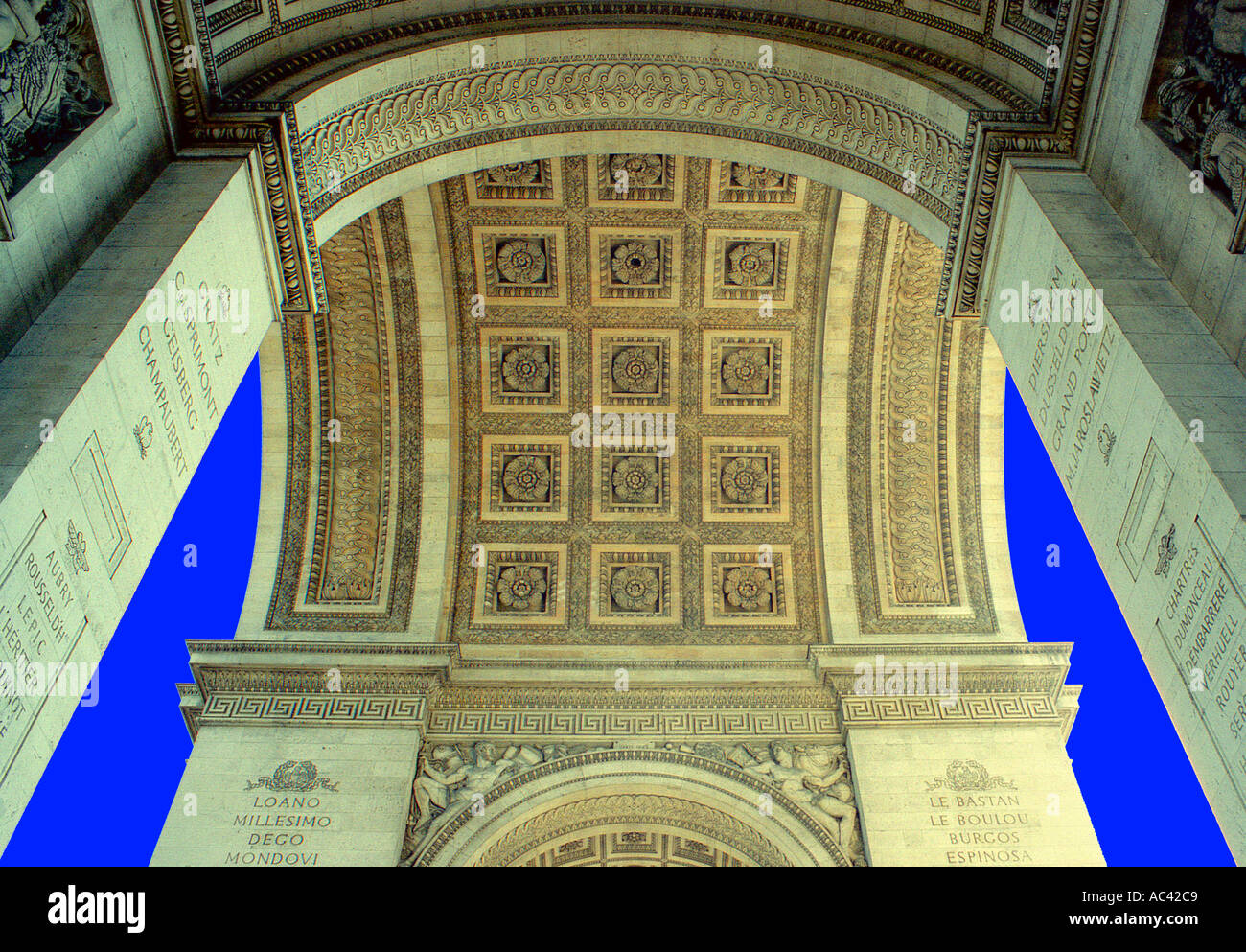 Underneath the golden arches of the Arc de Triomphe Paris France Stock ...