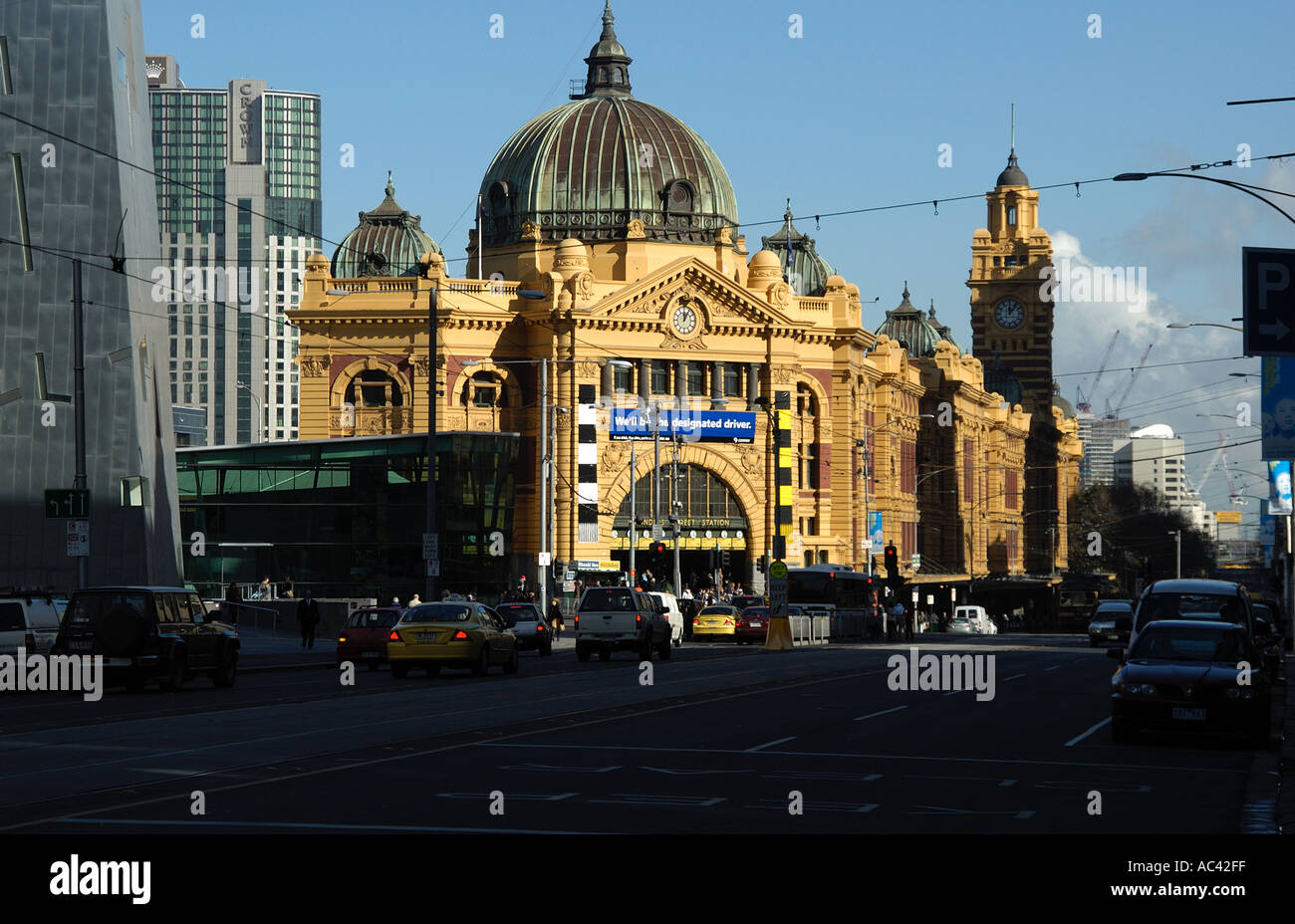 Next train indicator board at Flinders Street Station viewed from the ...