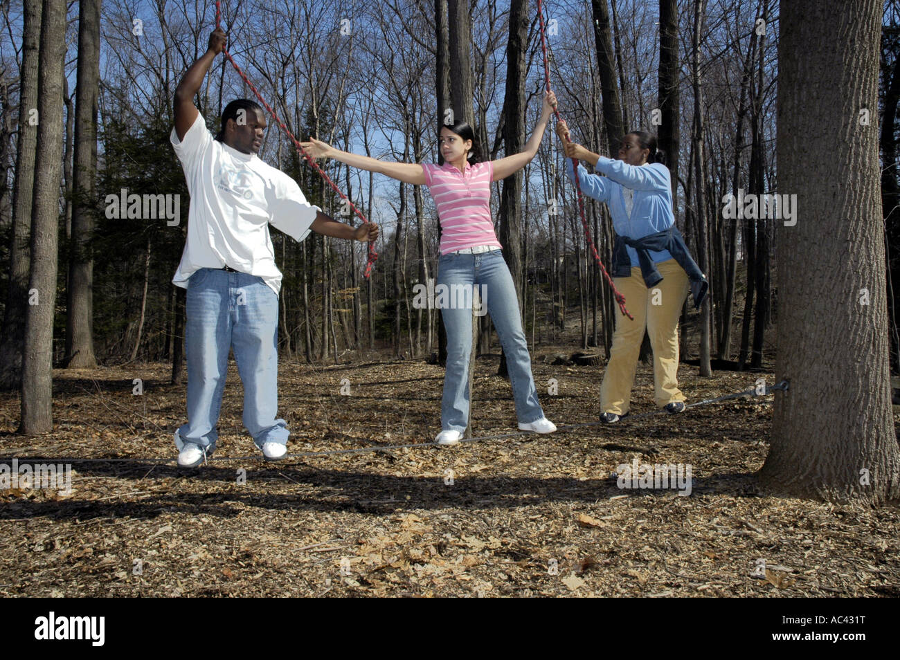 New Haven, CT. High school juniors and seniors on a ropes course run by ...