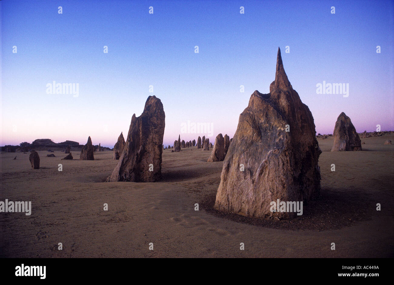 Spire shaped rocks called the Pinnacles western Australia desert ...