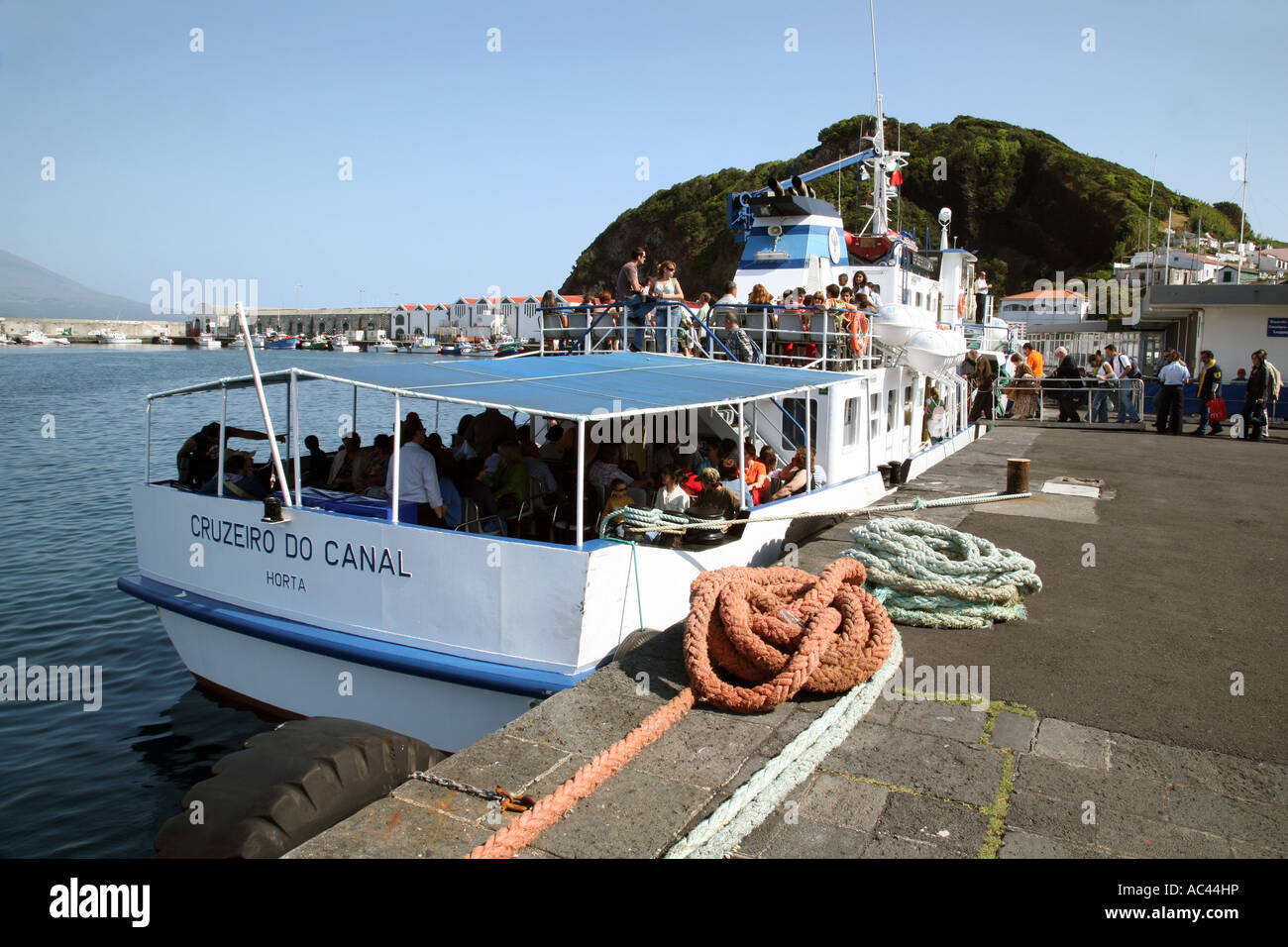 Azores ferry - The island ferry prepares to leave, Horta harbour, The ...