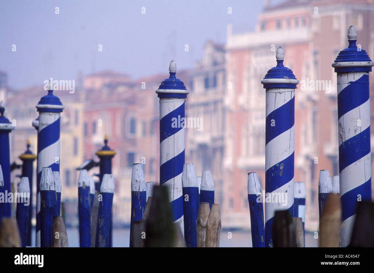 Gondola posts Venice Italy Stock Photo - Alamy