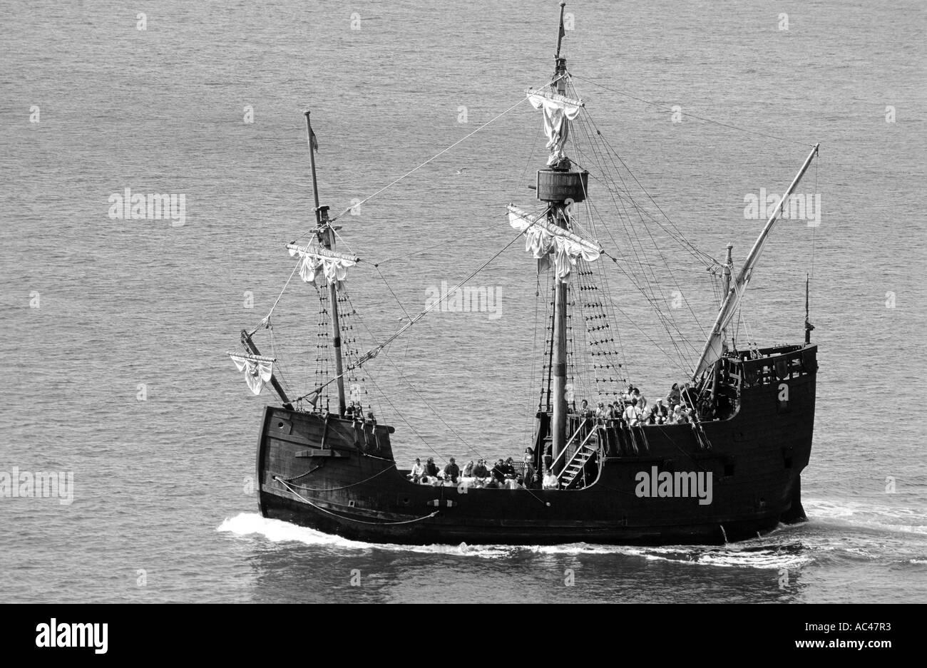 Historic sailing ship Santa Maria on Atlantic Ocean, Funchal, Madeira ...