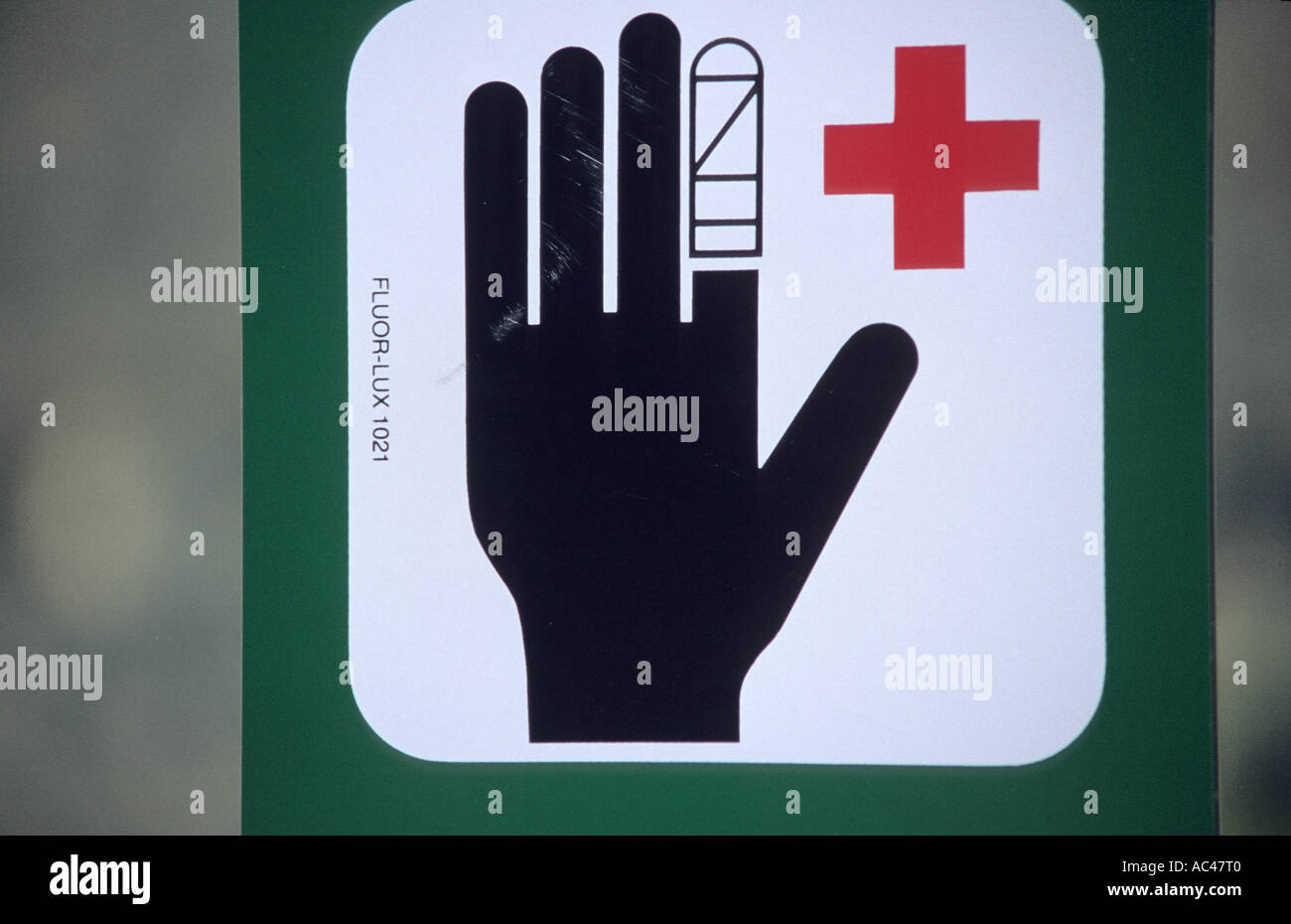 Red cross sign and emergency information sign. Norway Stock Photo - Alamy
