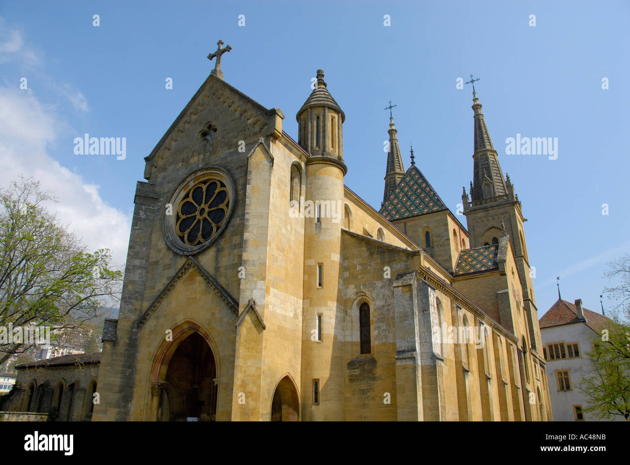 La Collegiale, a 12th century church in Neuchatel, switzerland. (c) by ...