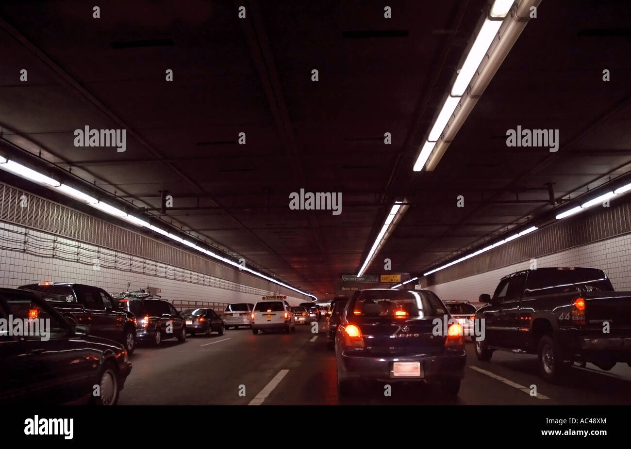 Rush hour traffic under Boston in The Big Dig Stock Photo - Alamy