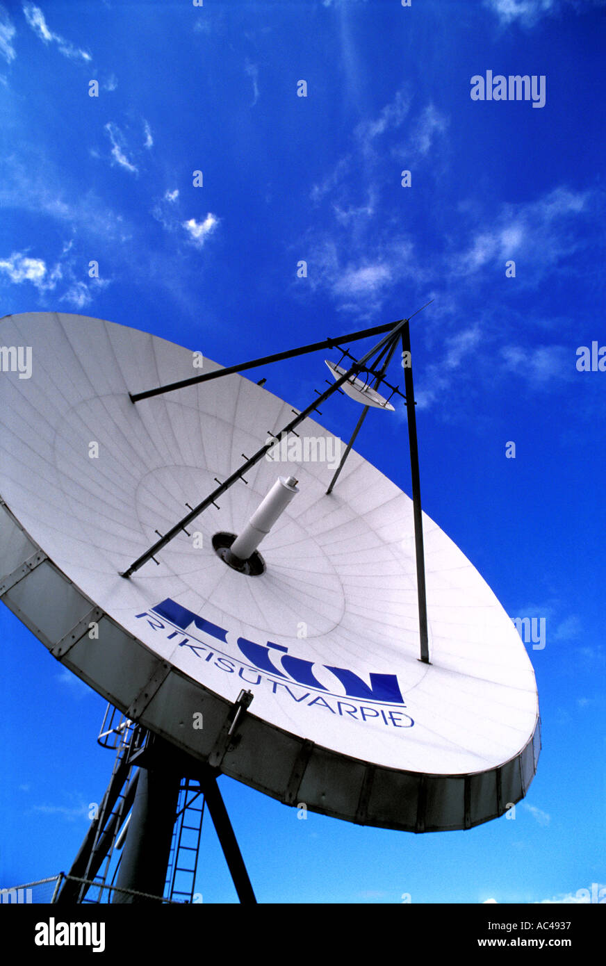 RUV TV Reykjavik Iceland Satellite dish Stock Photo - Alamy
