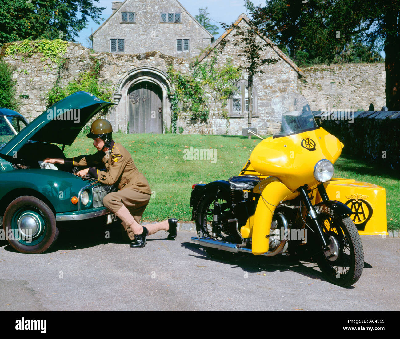 1960 BSA M21 AA Combination motorcycle with 1948 Morris Minor Stock ...