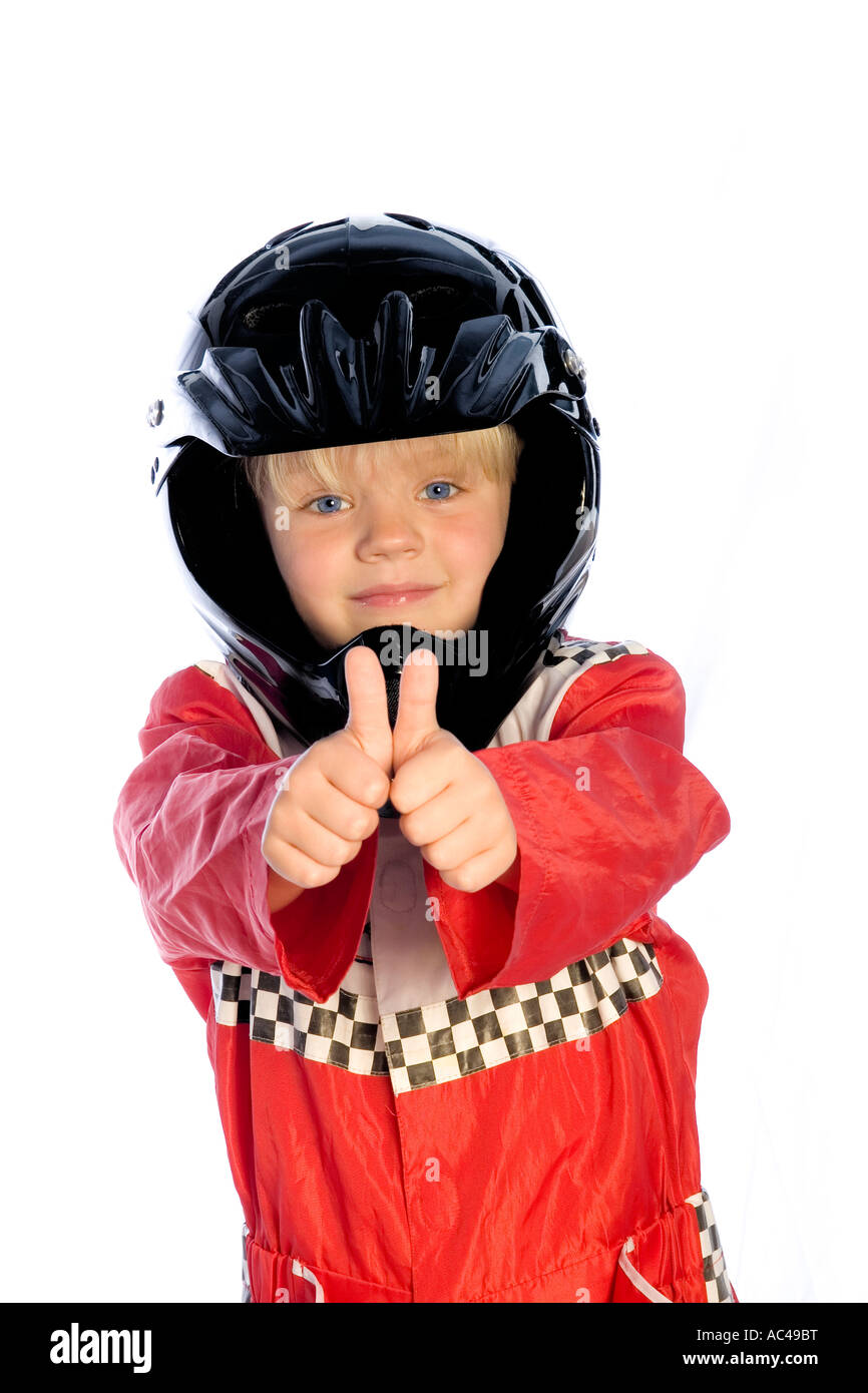 girl in racing suit and full face helmet Stock Photo - Alamy