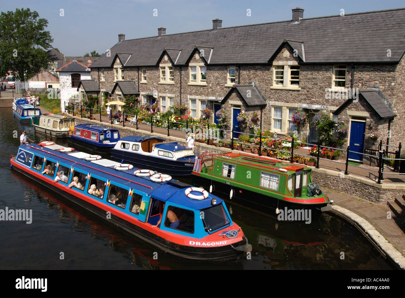 Canal boats at the canal basin at brecon hi-res stock photography and ...