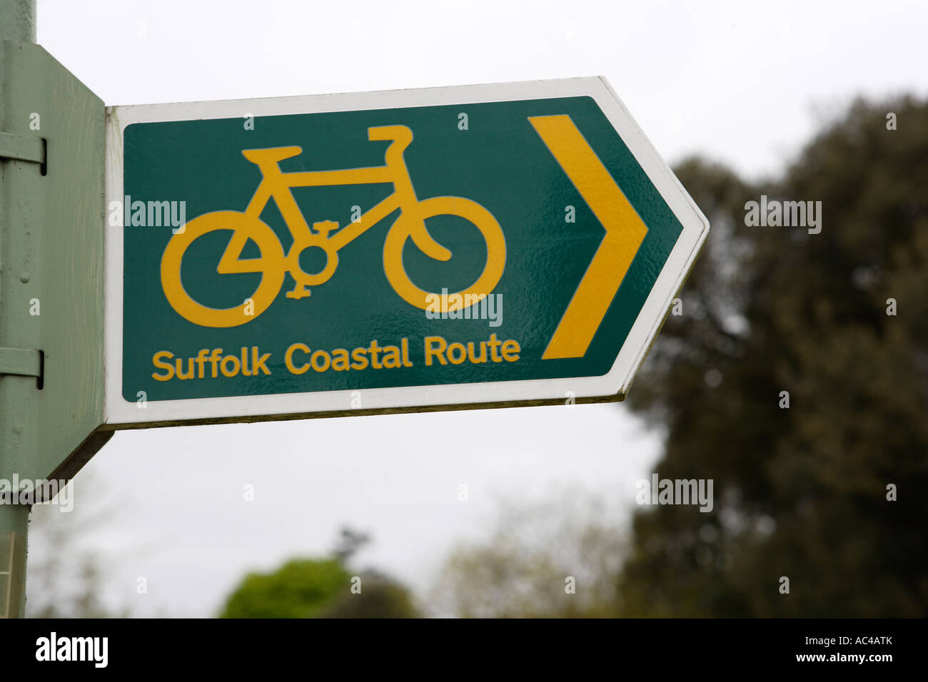 Suffolk Coastal Route cycling sign, Orford, Suffolk, England Stock ...