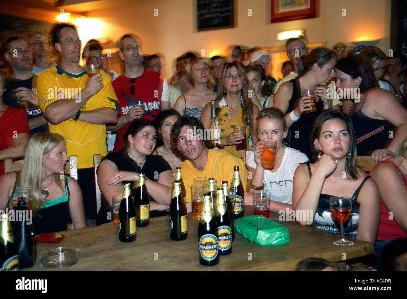 Australian football fans watching game vs Brazil, 2006 World Cup Finals ...
