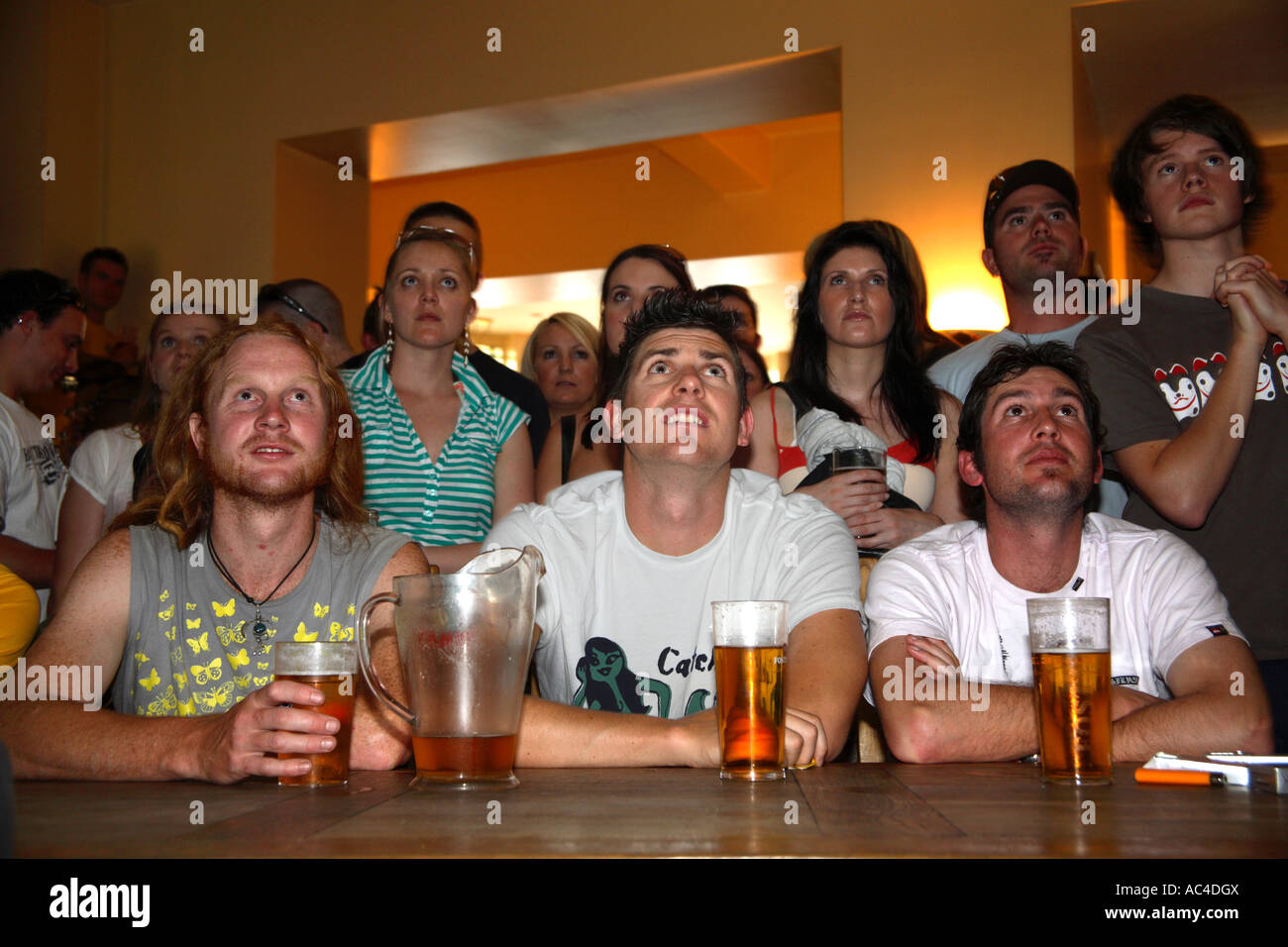 Australian football fans watching game vs Brazil, 2006 World Cup Finals ...