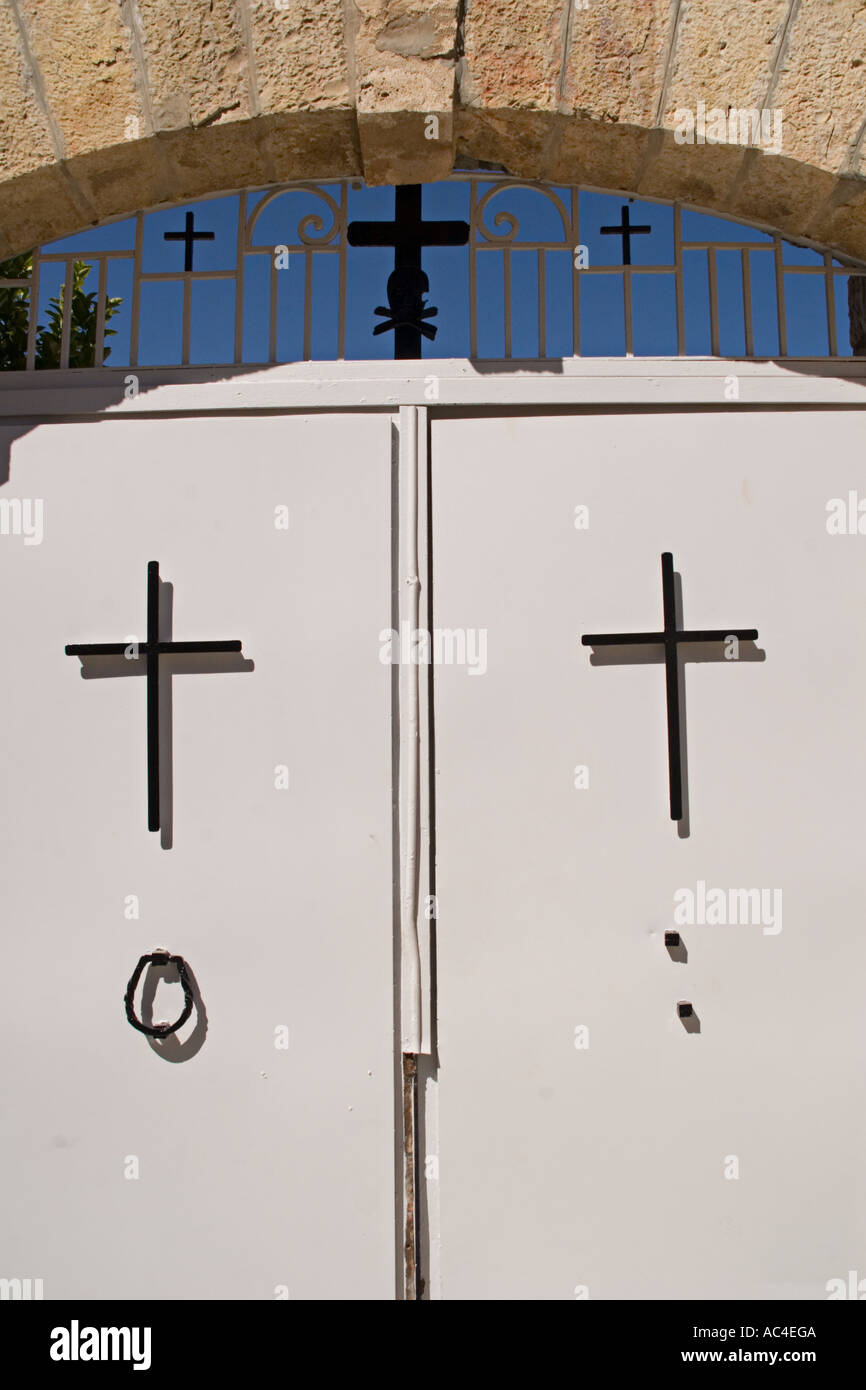 Stock Photo of Crosses on Gate Stock Photo - Alamy