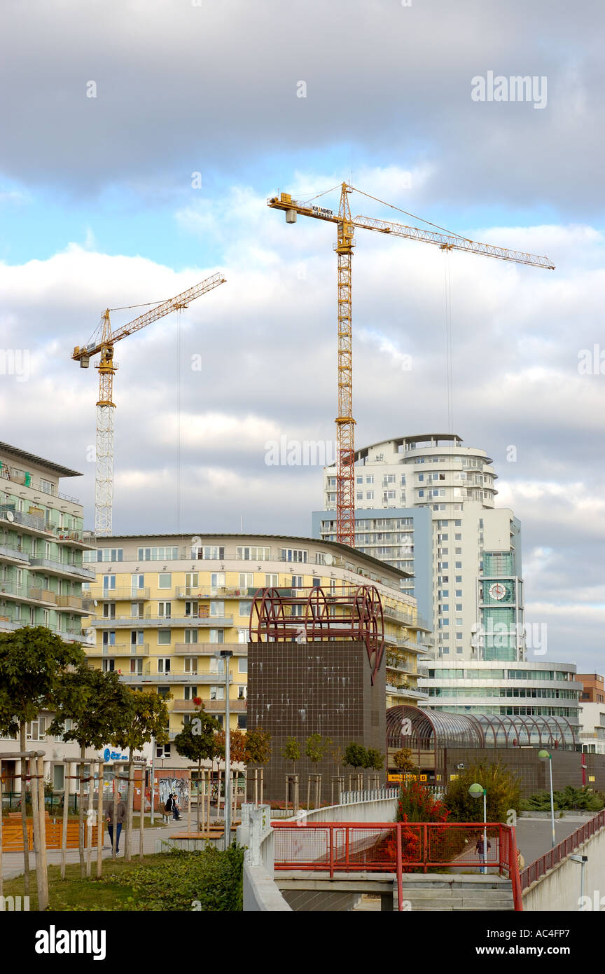Construction of building near metro station prague 13 town hall hi-res ...