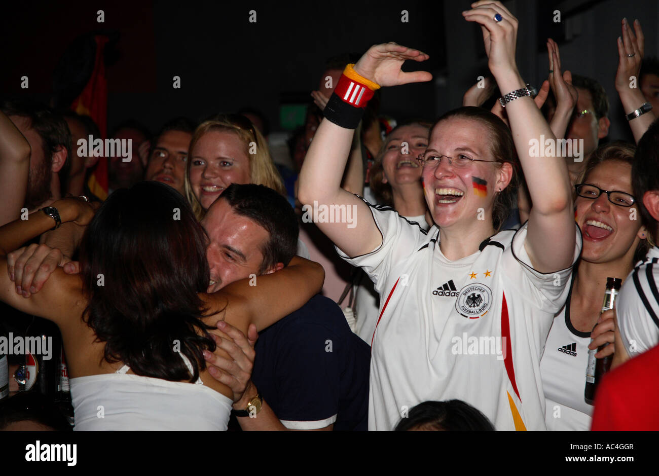 German fans cheering victory vs Sweden, 2006 World Cup Finals, Goethe ...