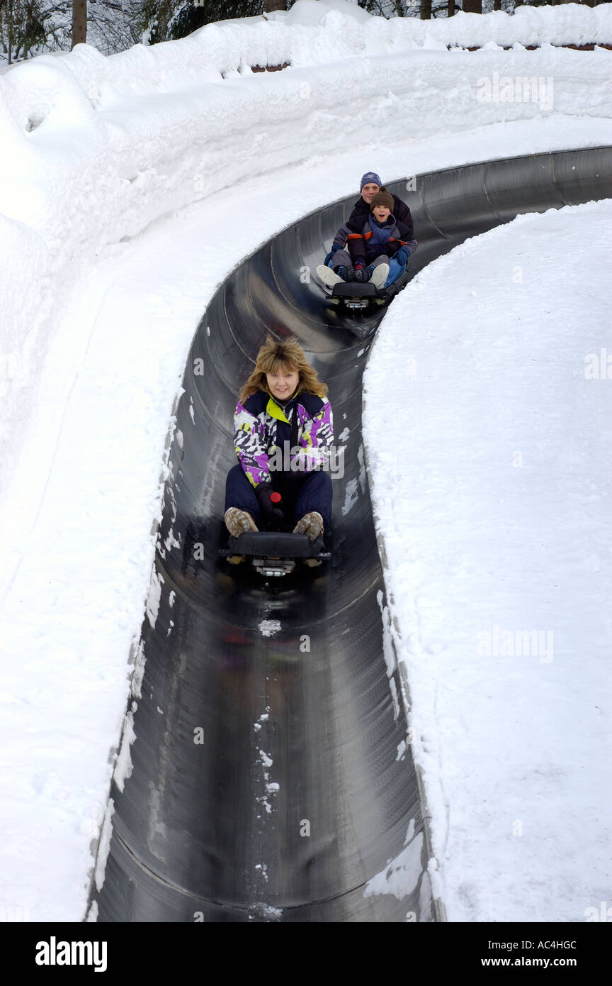 mini bobsleigh road in winter Harrachov Sumava Czech Republic 2006 ...