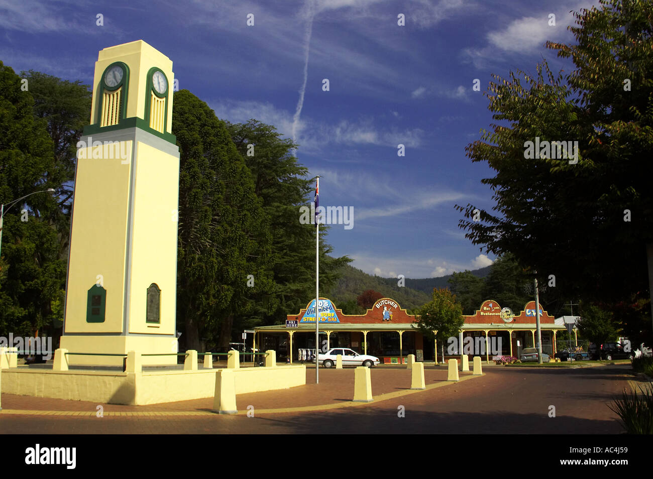 Clock Tower Memorial Bright Victoria Australia Stock Photo - Alamy