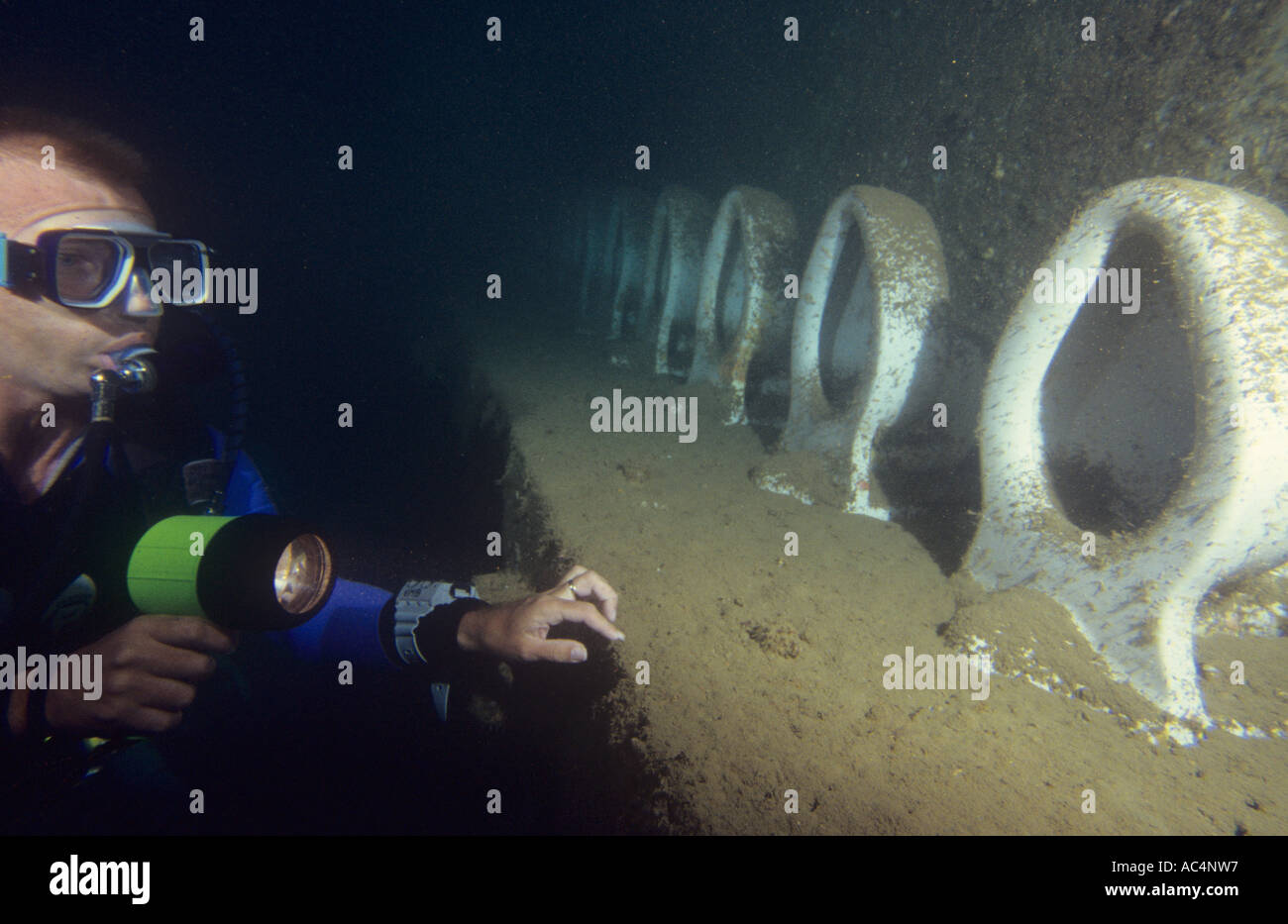 Vanuatu, inside the wreckof the President Coolidge which was sunk in ...
