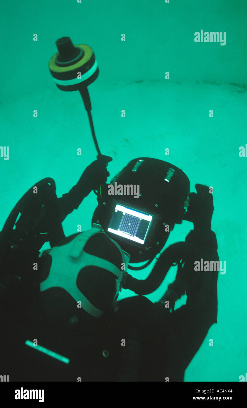 Royal Navy, southern diving unit, mine recovery diver in training with ...