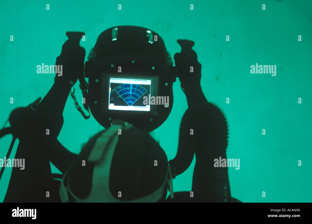 Royal Navy, southern diving unit, mine recovery diver in training with ...