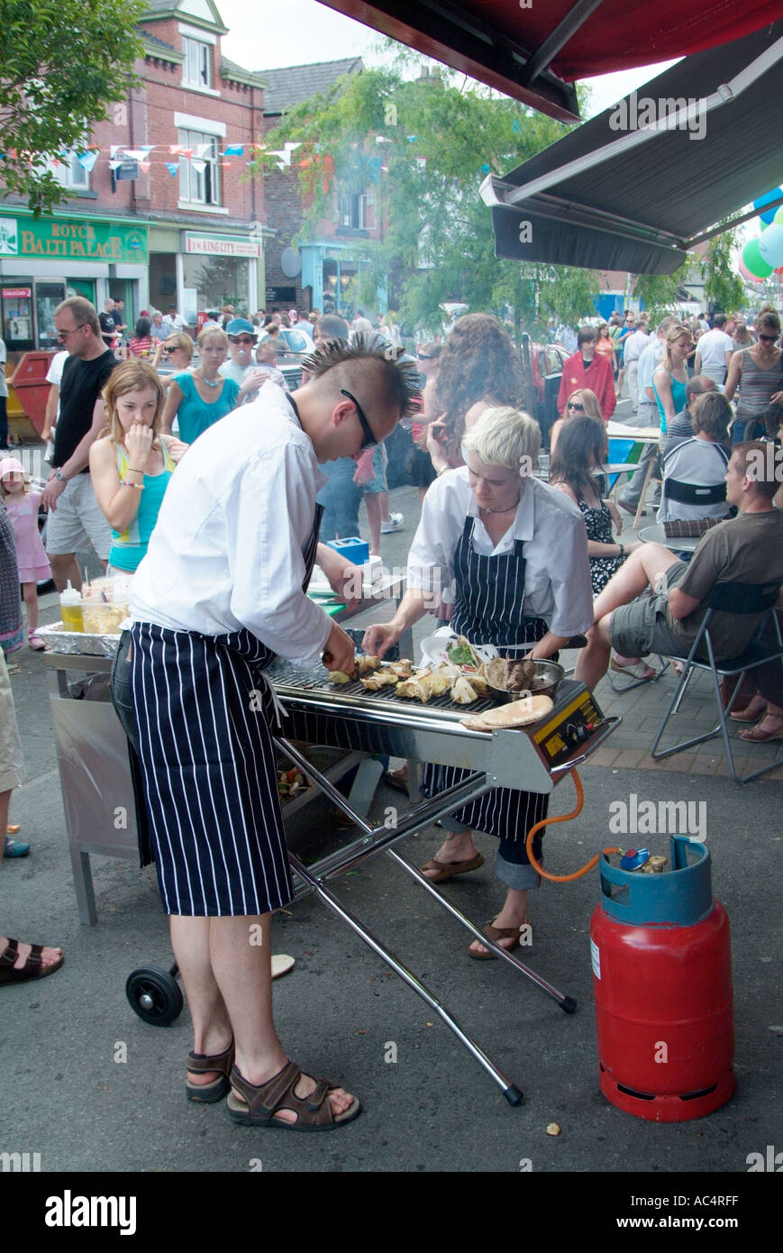 Barbeque food stall Beech road carnival festival Chorlton Manchester ...