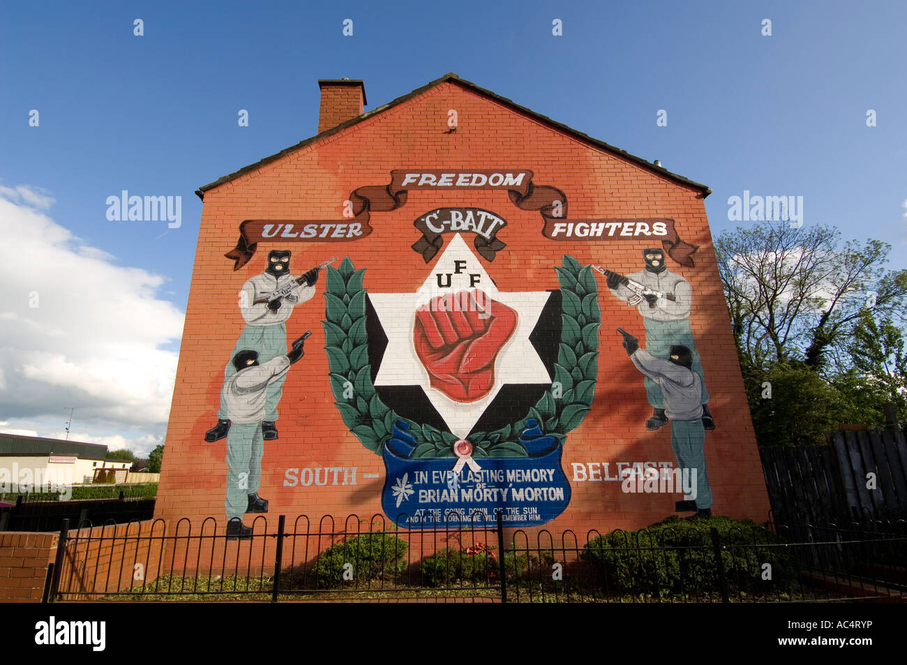 Loyalist Taughmonagh estate sectarian murals Belfast May 2007 Stock ...