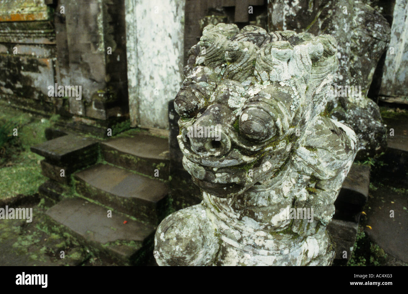 ancient stone sculptures areal of Pura Ulu Danau Temple Lake Bratan ...