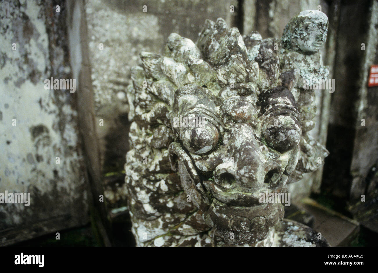 ancient stone sculptures areal of Pura Ulu Danau Temple Lake Bratan ...