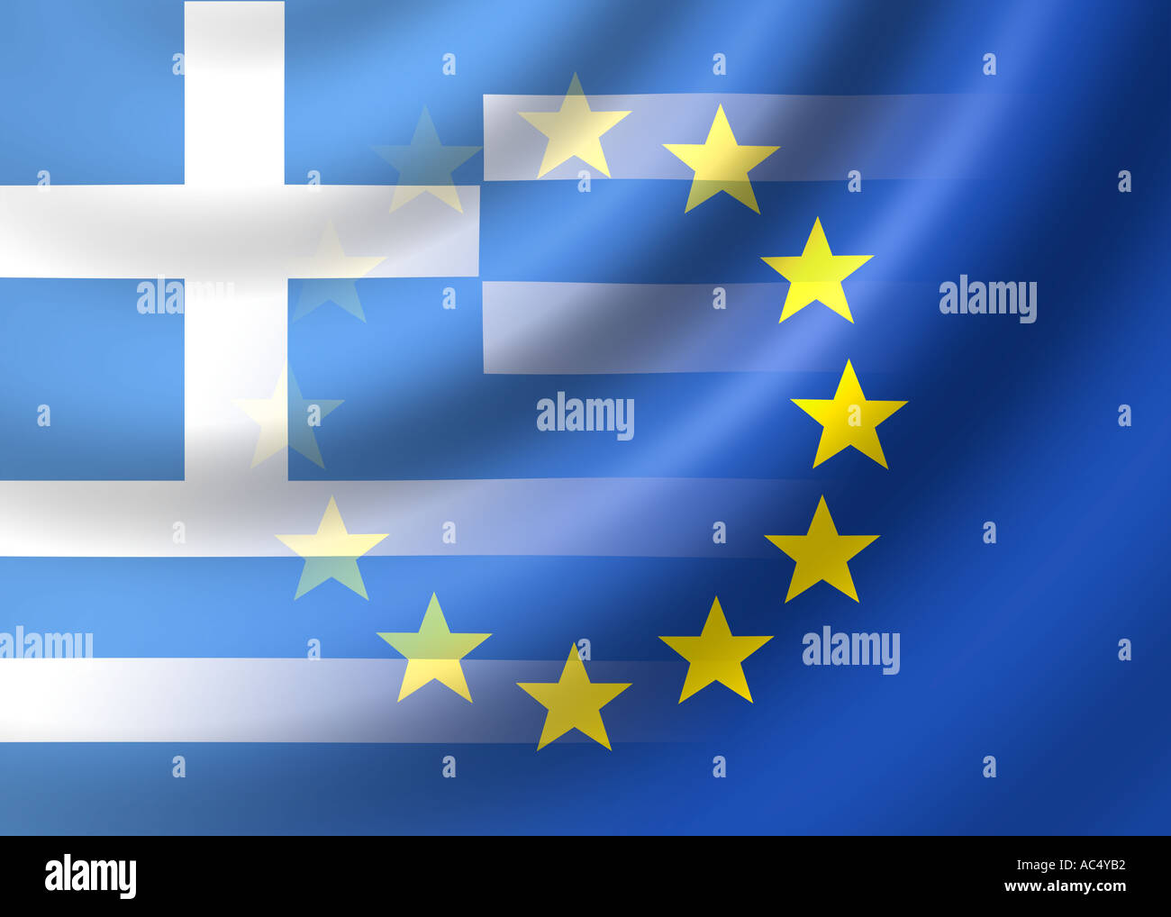 Flag of Greece and EU European Union Stock Photo - Alamy
