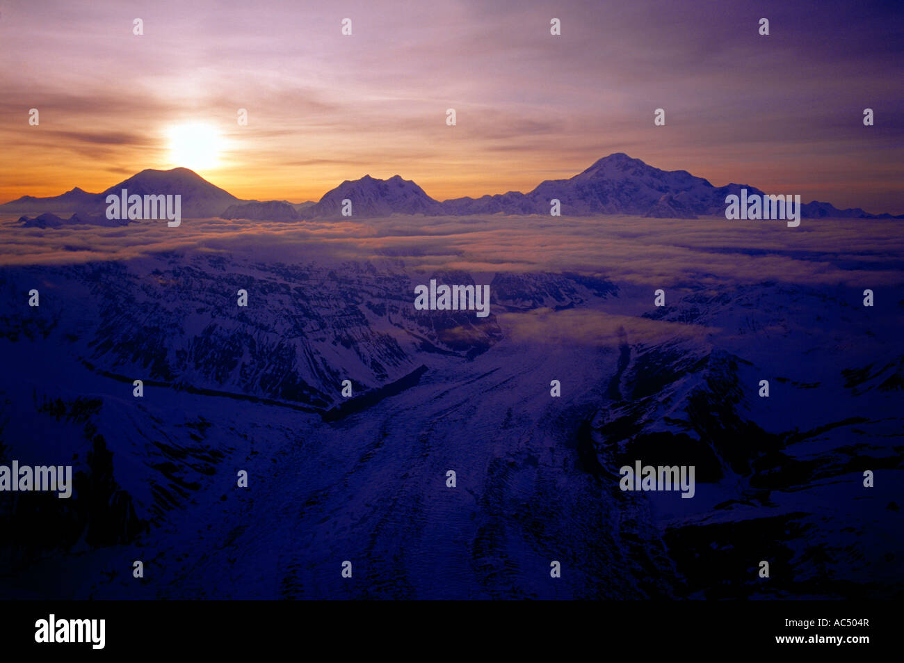 Aerial view of ruth glacier and denali hi-res stock photography and ...