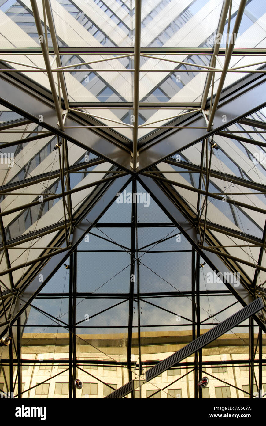 Patterns of lines reflected in glass Vertical Stock Photo - Alamy