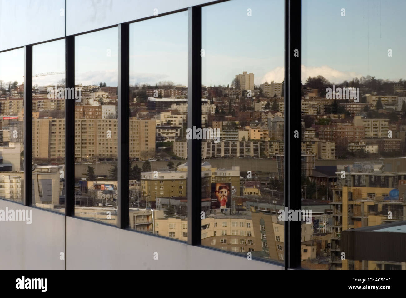 CityScape Reflection in office building window Stock Photo - Alamy