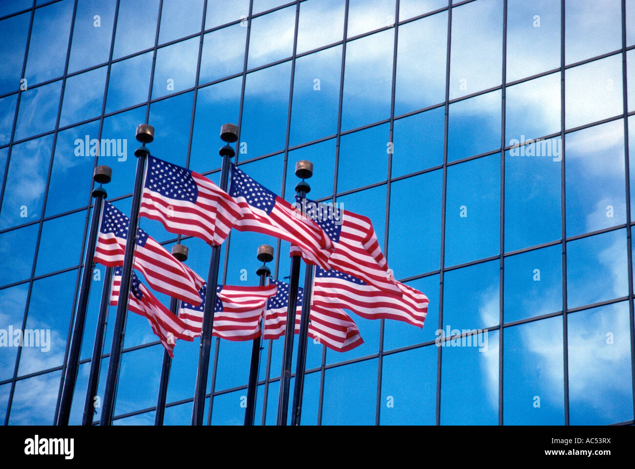 American flag office buildings hi-res stock photography and images - Alamy