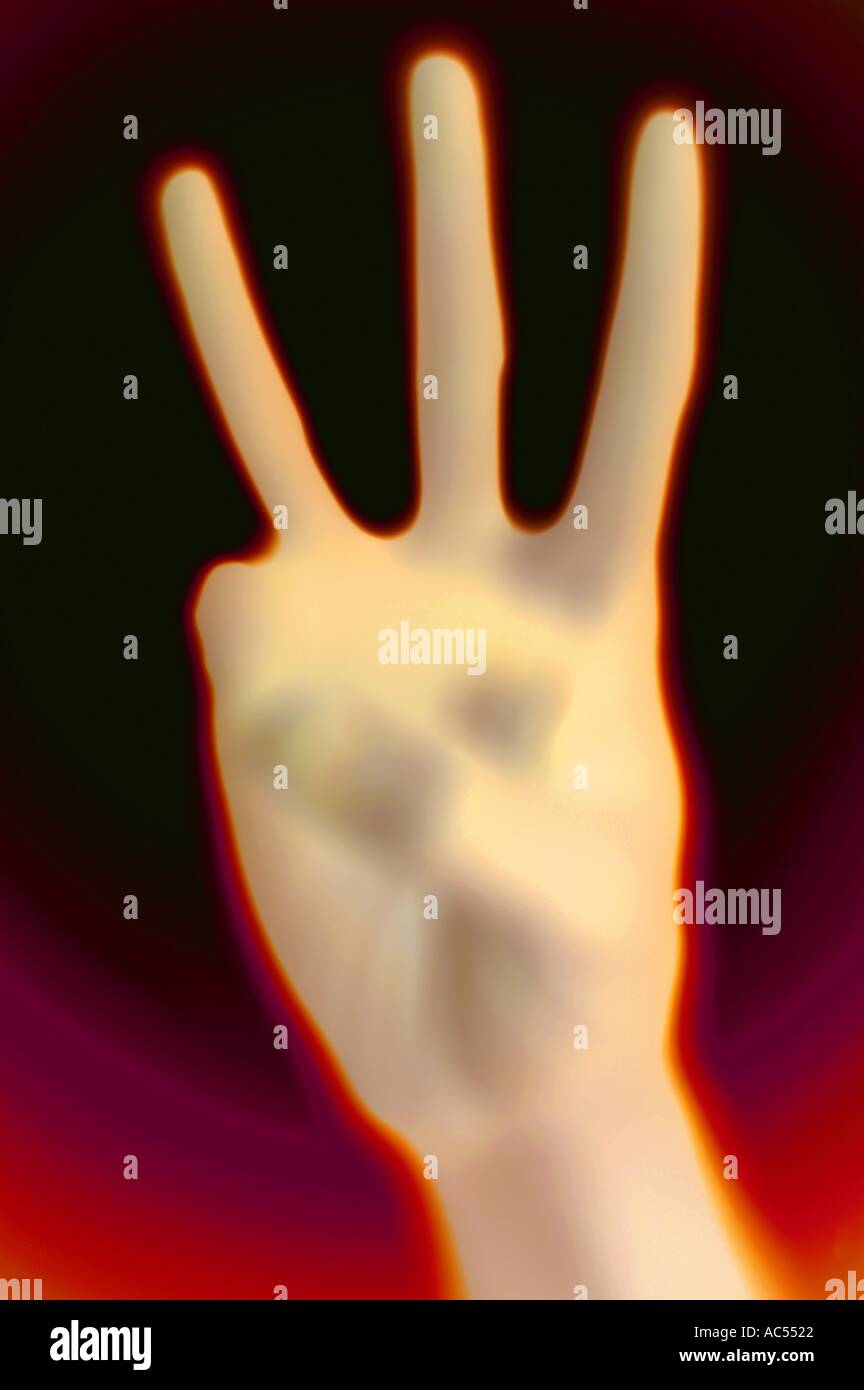 finger hand pointing three up Stock Photo - Alamy