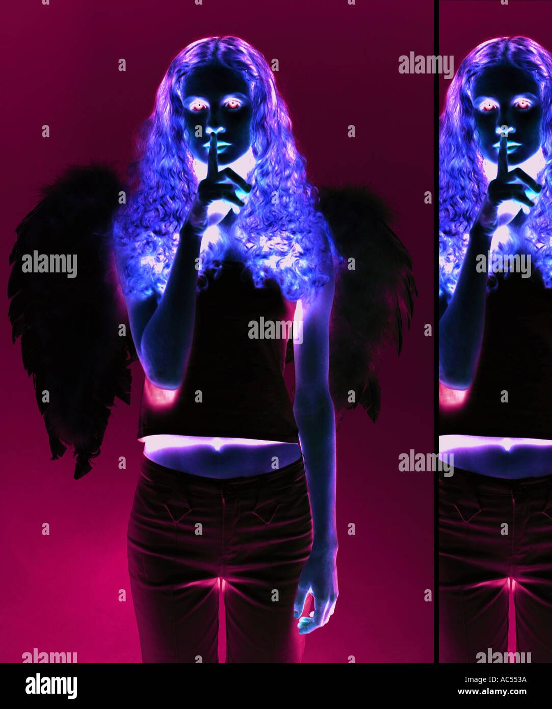 angel finger girl hand quiet standing white white angel wings Stock ...