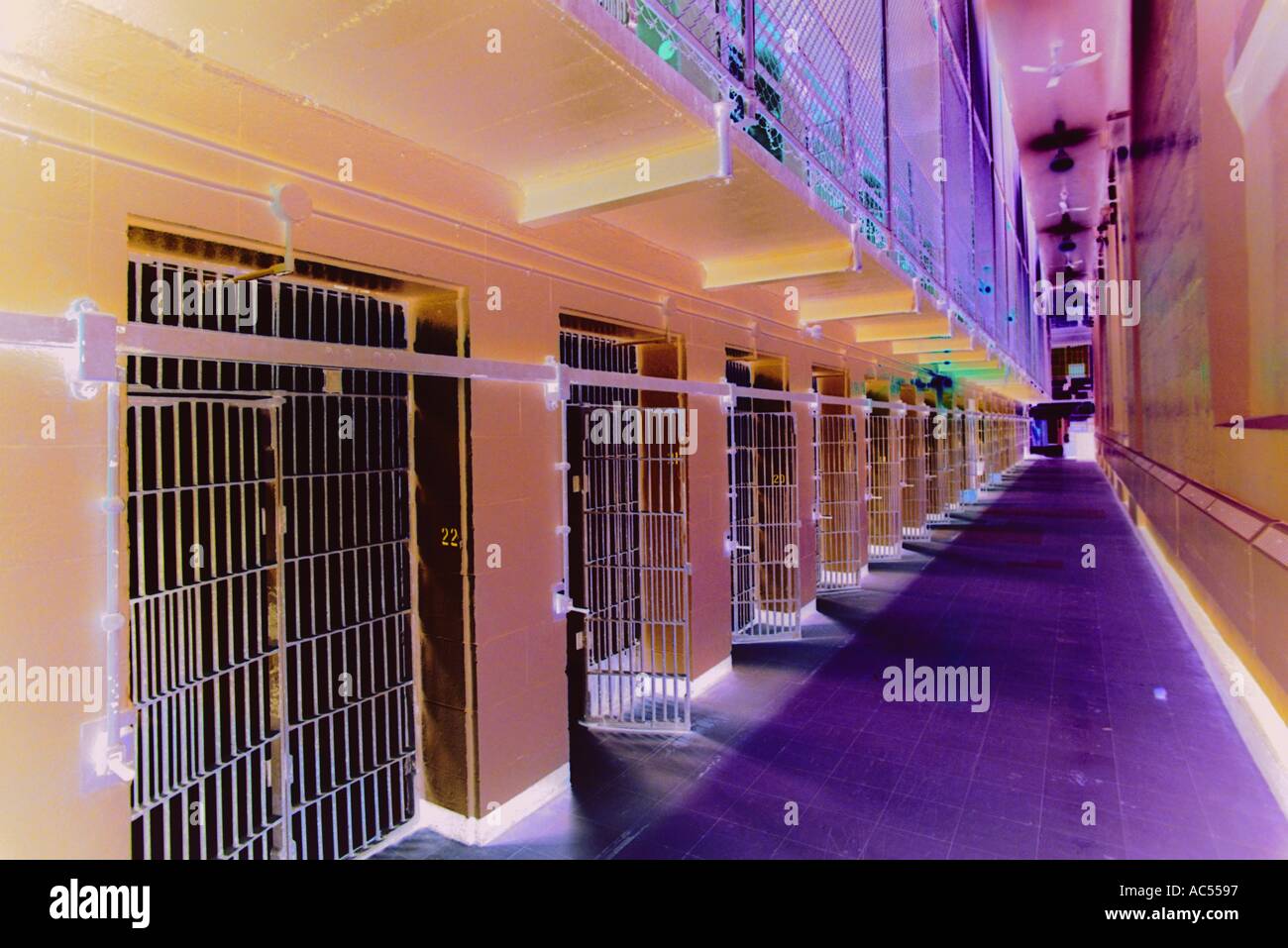 Backdrop cell gallery inside jail prison Scenery Scenery Stock Photo ...