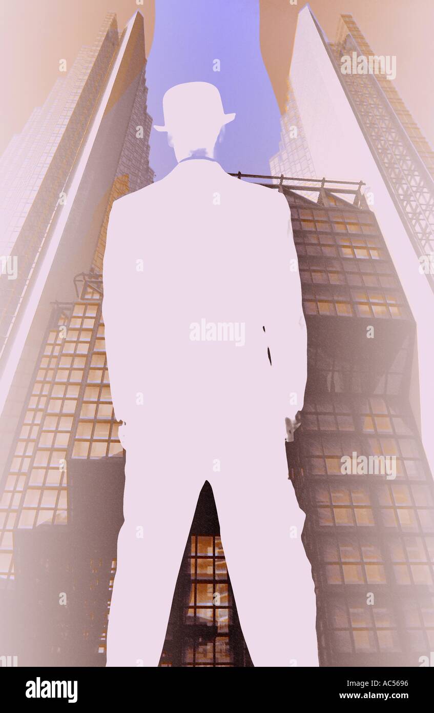 back Business hat man standing work working person people Stock Photo ...